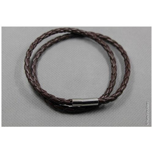 Плетеный браслет Handinsilver ( Посеребриручку ) Браслет плетеный кожаный с магнитной застежкой, 1 шт., размер 20 см, черный
