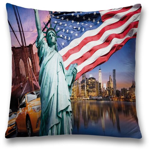 Наволочка декоративная на молнии, чехол на подушку JoyArty "Американская свобода" 45х45 см