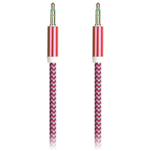 AUX кабель 3.5-3.5 мм (M-M), 1 м, красный, нейлоновая оплетка, SmartBuy