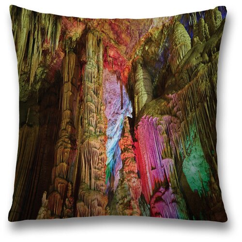 Наволочка декоративная на молнии, чехол на подушку JoyArty "Пещерные декорации" 45х45 см