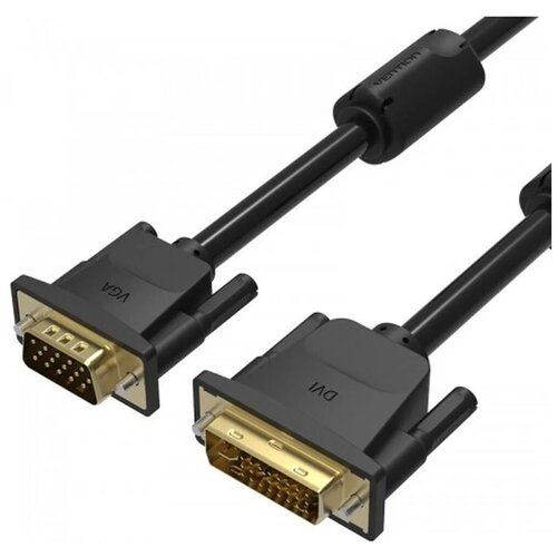 Кабель Vention для компьютера, монитора, проектора с разъемами DVI-I Dual link 24+5M/VGA 15M с ферритовым фильтром, длина 3м, черный