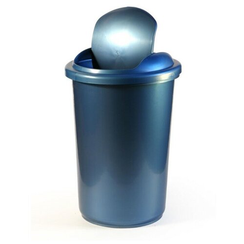 Корзина для бумаг и мусора Calligrata Uni, 12 литров, подвижная крышка, пластик, синяя