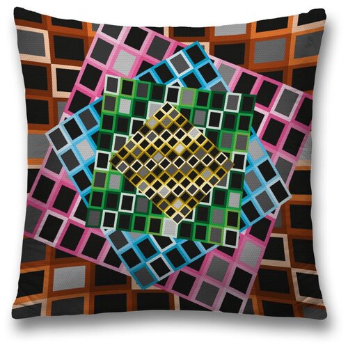 Наволочка декоративная на молнии, чехол на подушку JoyArty "Разноцветные кубы" 45х45 см
