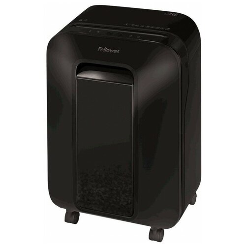 Шредер Fellowes PowerShred LX200 черный (секр. P-4)/перекрестный/12лист./22лтр./скрепки/скобы/пл. карты