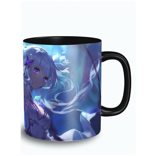 Кружка черная аниме ре зеро re zero (рем, рам, субару, эмилия, феликс) - 10389