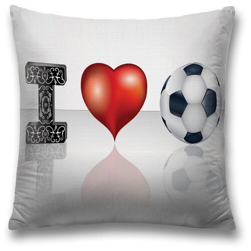 Наволочка декоративная на молнии, чехол на подушку JoyArty "Я люблю футбол" 45х45 см