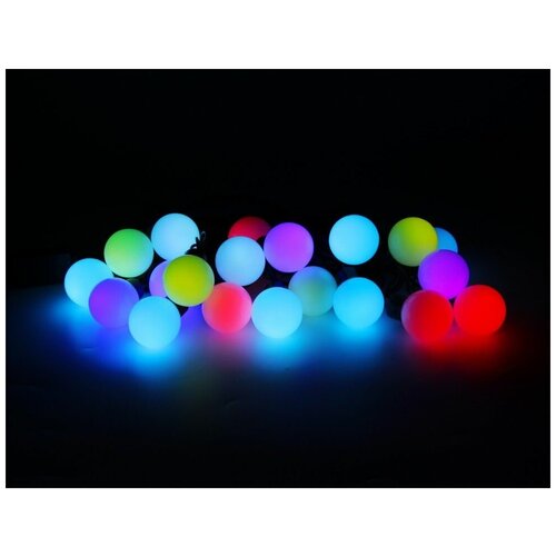 Светодиодная гирлянда "Большие" шарики, 20 RGB LED, 5+1.5 м, коннектор, черный провод, уличная, Rich LED