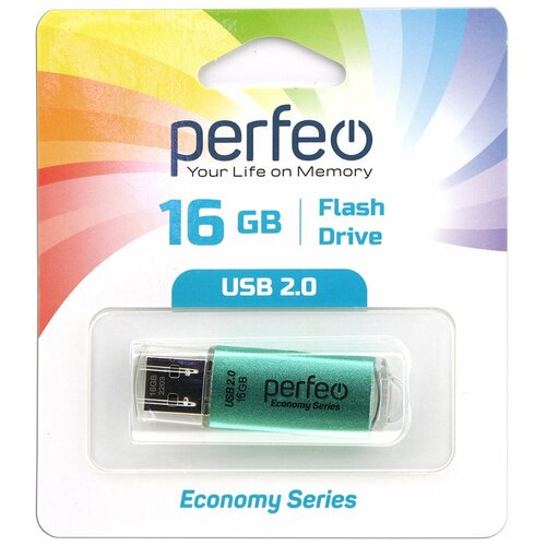 Флешка 16GB USB2 Perfeo E01 Green