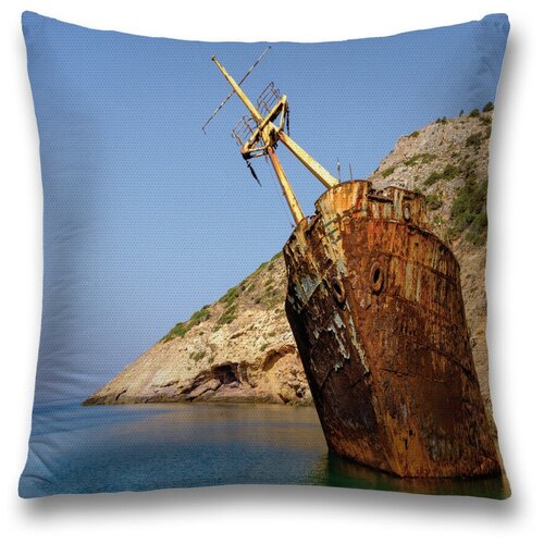 Наволочка декоративная на молнии, чехол на подушку JoyArty "Старинный корабль" 45х45 см