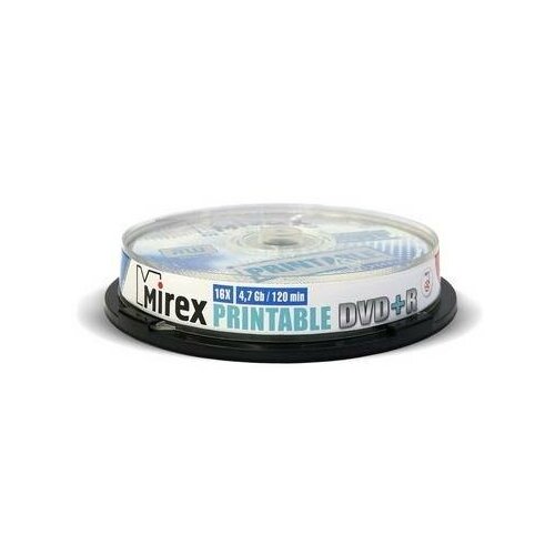 Диск DVD+R Mirex 4.7 Gb, 16x, Cake Box (10), Ink Printable (10/300)