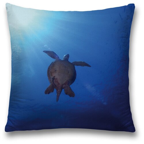 Наволочка декоративная на молнии, чехол на подушку JoyArty "Черепаха, плывущая к солнцу" 45х45 см