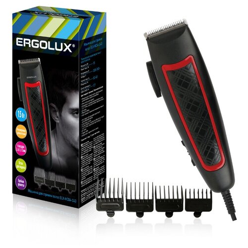 Машинка для стрижки волос Ergolux ELX-HC04-C43 черный с красным