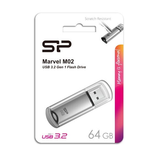 USB флешка Silicon Power 64Gb Marvel M02 silver USB 3.2 Gen 1 (USB 3.0)