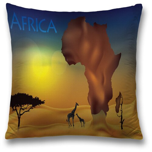 Наволочка декоративная на молнии, чехол на подушку JoyArty "Жирафы в Африке" 45х45 см