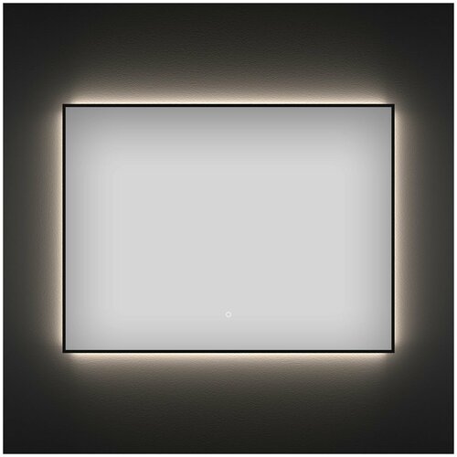 Настенное зеркало в ванную с подсветкой Wellsee 7 Rays' Spectrum 172201070 : влагостойкое большое зеркало 100х80 см с черным матовым контуром