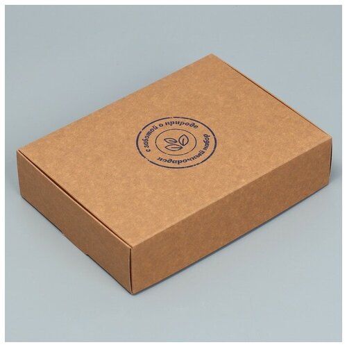 Коробка складная крафтовая «С заботой». 21 × 15 × 5 см 4789091