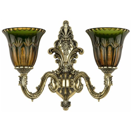 Хрустальная бра 7101B14/2/175 GB P2 U Amber-Green/H-1I Bohemia Ivele Crystal