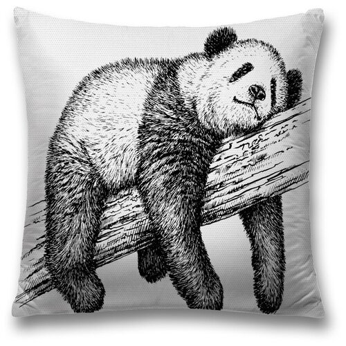 Наволочка декоративная на молнии, чехол на подушку JoyArty "Усталая панда" 45х45 см