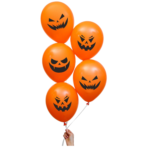 Набор воздушных шаров Страна Карнавалия Страшные тыквы, оранжевый, 15 шт.