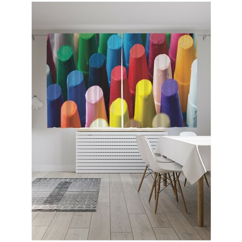 Фотошторы для кухни и спальни JoyArty "Восковые карандаши", 2 полотна со шторной лентой шириной по 145 см, высота 180 см