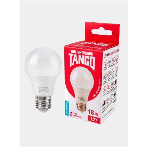 Лампочка светодиодная 18W E27 A60 6500K 220V (TANGO LED А60-18W-E27-WW) TANGO