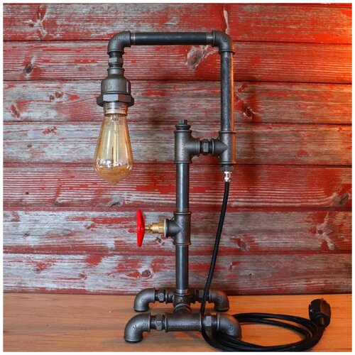 Коллекционная лофт лампа ручной работы из металла - настольная лампа Steampunk с вентилем