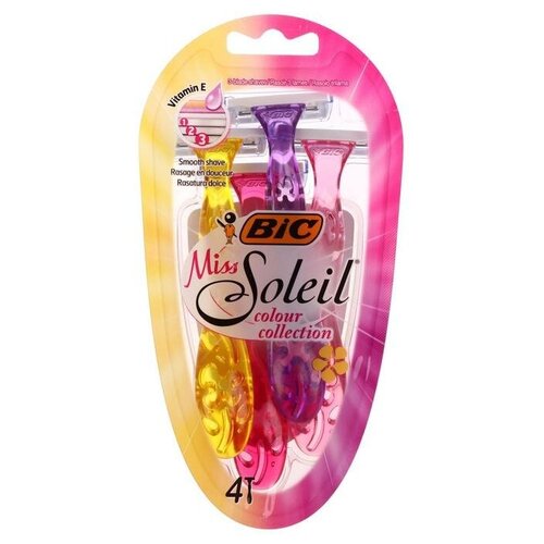 Бритва женская BIC Miss Soleil Colour Collection, 3 лезвия, 4 шт.