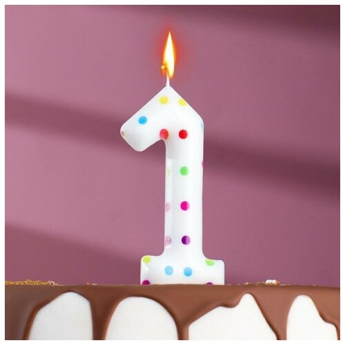 Свеча в торт на день рождения «Конфетти», цифра "1" , гигант, 9 см