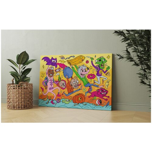 Картина на стену Психоделика Хэллоуин 6 / картина на холсте интерьерная / панно 60 х 40 см