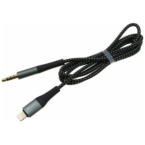 AWEI CL-116L аудио кабель Lightning to AUX 3.5 mm, 1 м, Черный