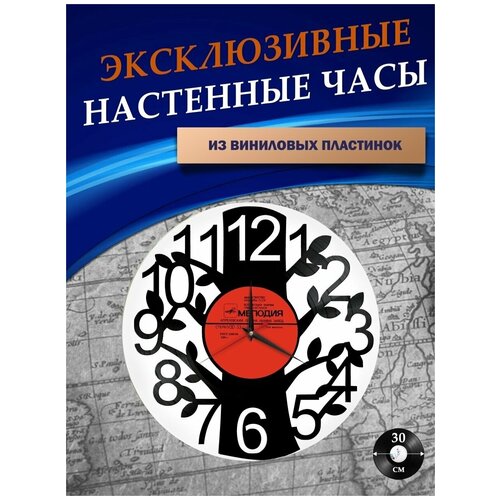 Часы настенные из Виниловых пластинок - Цифры (белая подложка)