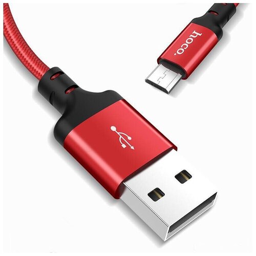 HOCO (6957531062851) X14 USB (m)-microUSB (m) 1.0м - красный/черный