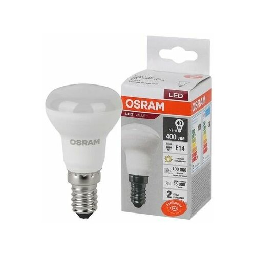 Лампа светодиодная LED 5 Вт E14 3000К 400Лм гриб 220 В (замена 40Вт) | код 4058075582514 | LEDVANCE (3шт. в упак.)