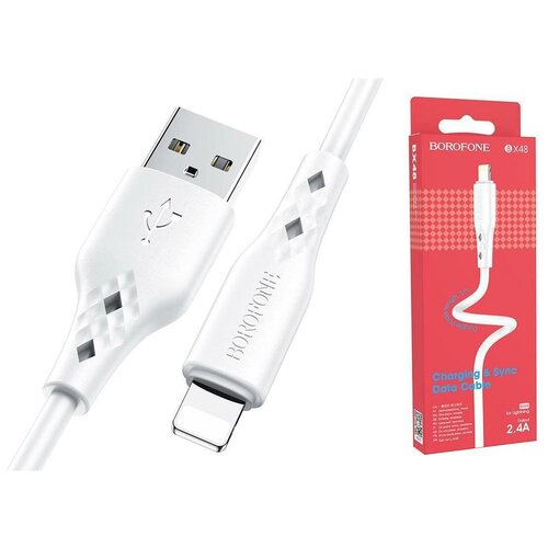 Кабель USB BOROFONE BX48, USB - Lightning, 2.4А, 1 м, белый