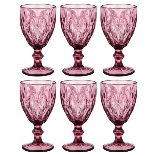 Набор цветных бокалов для вина 340 мл, 6 шт. Розовые
