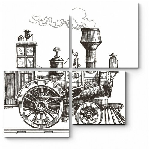 Модульная картина Старинный поезд 160x160