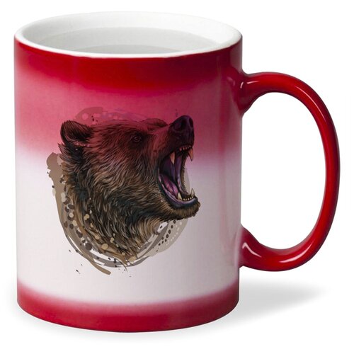 Кружка хамелеон красный CoolPodarok Животные Медведь