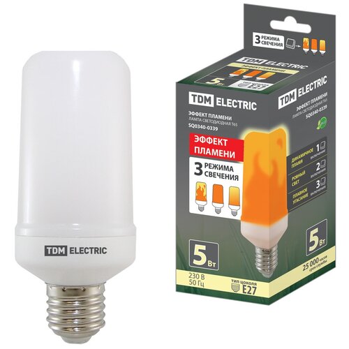 Лампа светодиодная TDM ELECTRIC SQ0340-0339, E27, T65, 5 Вт, 1500 К