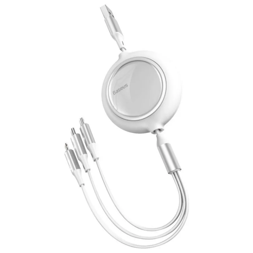 Кабель Baseus Bright Mirror One-for-three Retractable Data Cable USB to M L C 3.5A 1.2m (CAMLT-MJ01, CAMLT-MJ02) 3 in 1 (white)