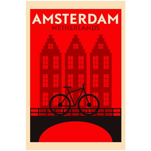 Постер / Плакат / Картина Красный Амстердам 50х70 см в раме