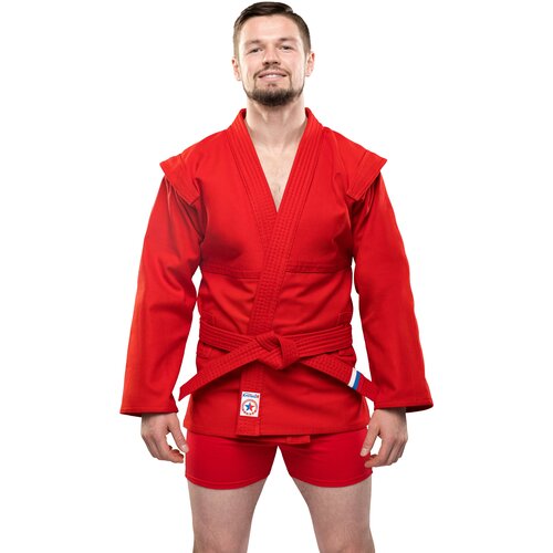 Куртка-кимоно Крепыш Я с поясом, сертификат ВФС, размер 56, красный