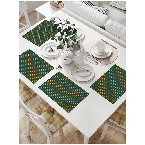 Салфетки на стол для сервировки прямоугольные, плейсмат JoyArty "Фольклорный цветочный мотив", 32x46 см, в комплекте 4шт.
