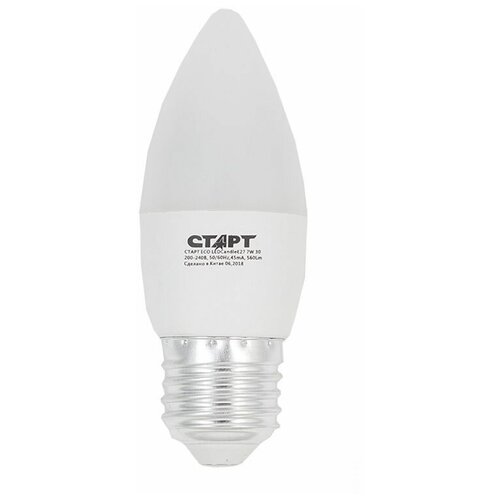 Лампа светодиодная Старт LED, серия "ЭКО" 7W30, тип С "свеча", Е27, 2700к, теплый свет, 15000ч