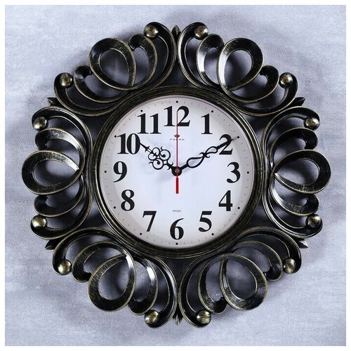 Часы настенные, серия: Классика, "Вермонт", черное золото, 45.5 см, плавный ход, часы интерьерные