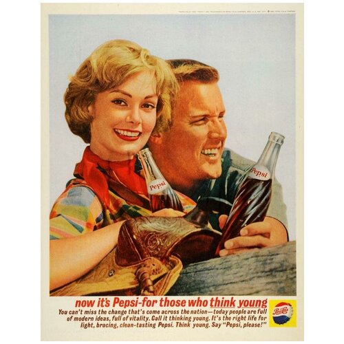 Постер / Плакат / Картина Рекламный плакат - Напиток Pepsi Cola 40х50 см в раме