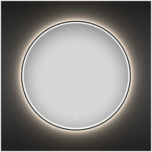 Настенное зеркало в ванную с подсветкой для макияжа Wellsee 7 Rays' Spectrum 172200260 : влагостойкое зеркало 90 см с черным матовым контуром