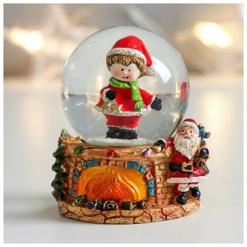 Стеклянный шар Малыш со звёздами в ожидании Деда Мороза 4,5х4,5х6,5 см 6 шт