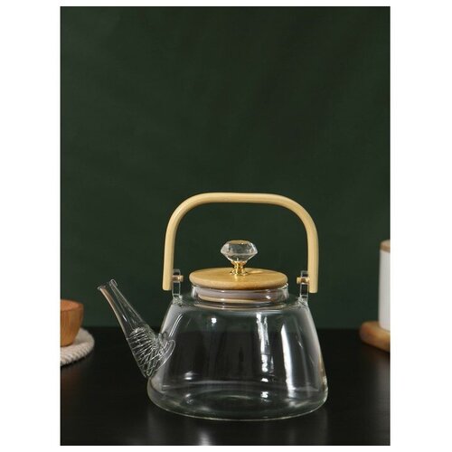 Чайник стеклянный заварочный "Эко. Бриллиант", 1 л, 17х15х19, с металлическим ситом