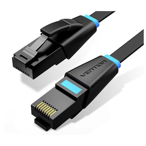Vention Патч-корд прямой Ethernet UTP cat.6, RJ45, плоский сетевой кабель для ноутбука, роутера, кабель локальной сети, длина 5м, цвет черный