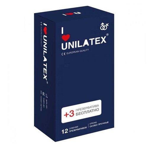 Unilatex Ультрапрочные презервативы Unilatex Extra Strong - 12 шт. + 3 шт. в подарок (Unilatex Extra Strong №12 + №3)